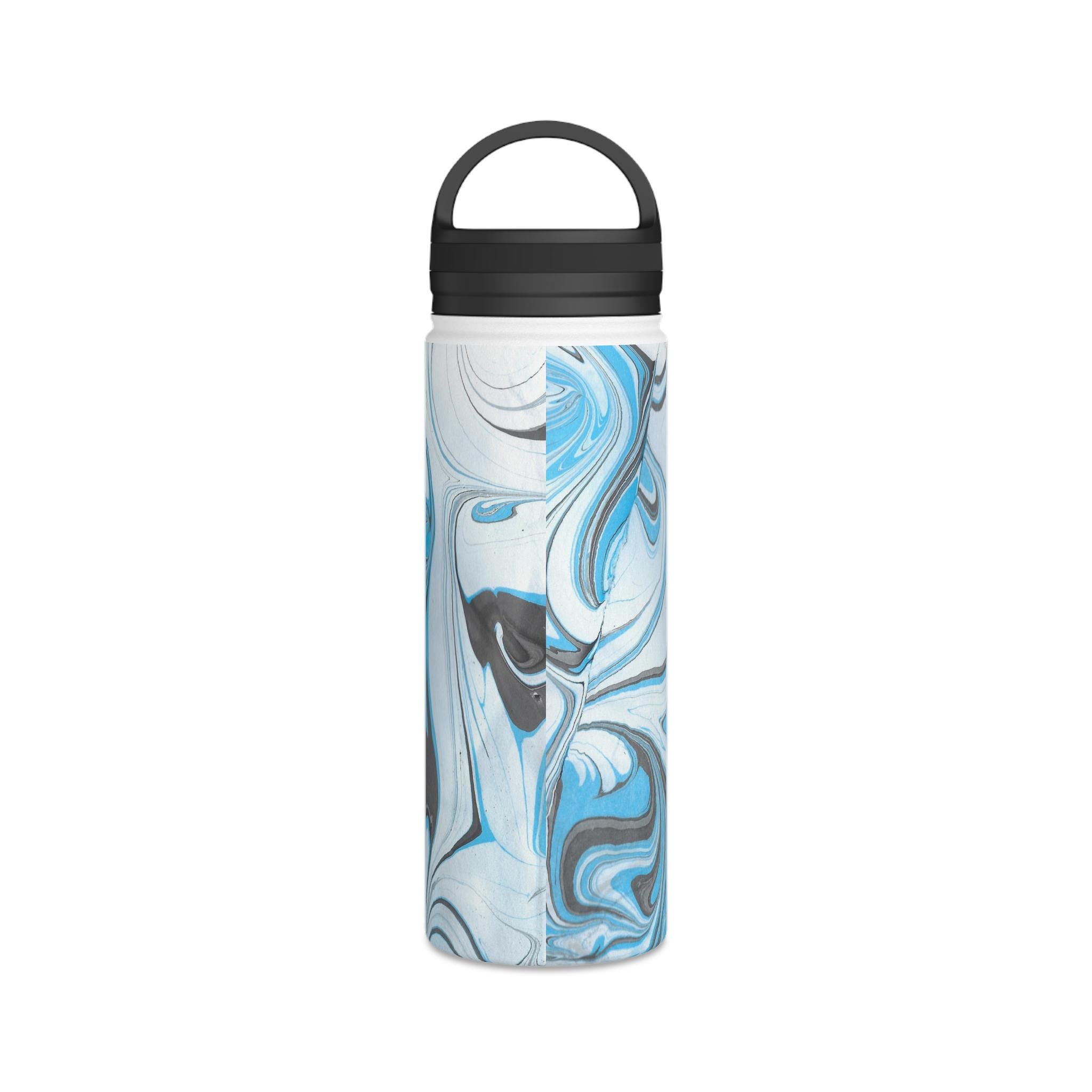 Hydrodipped Blue and White Marbled Stainless Steel Water Bottle With ...