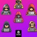 25 Hacker With Laptop Clipart Sticker Set, Transparent PNG Images, Tech ...