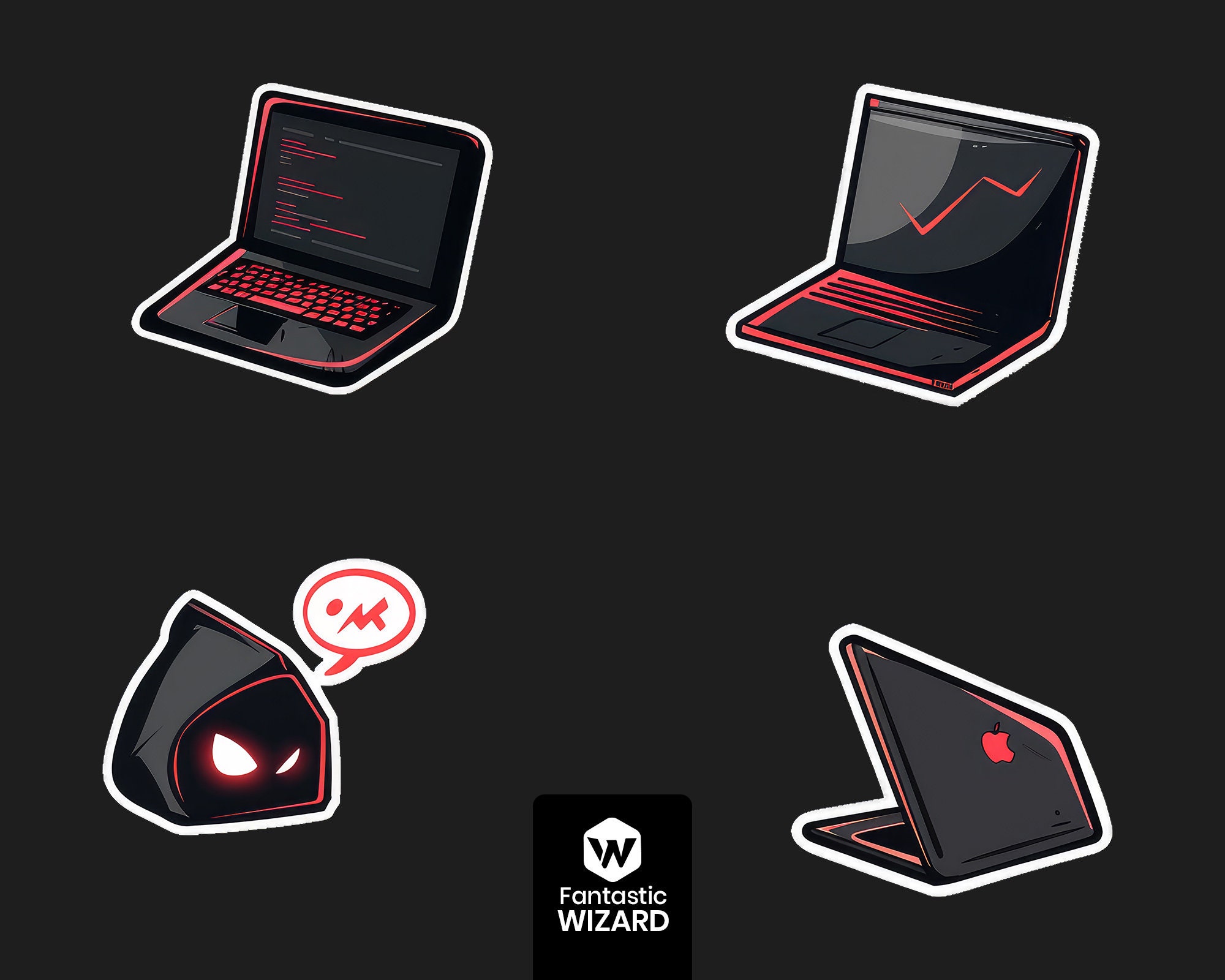 Hacker Laptop Clipart Sticker Set Pngs, Transparent PNG Images, Tech ...