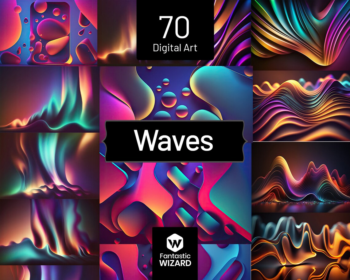 70 Wave Art Stock Photos Bundle, Aqua Blue Abstract Backgrounds, Aurora ...