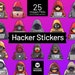 25 Hacker With Laptop Clipart Sticker Set, Transparent PNG Images, Tech ...