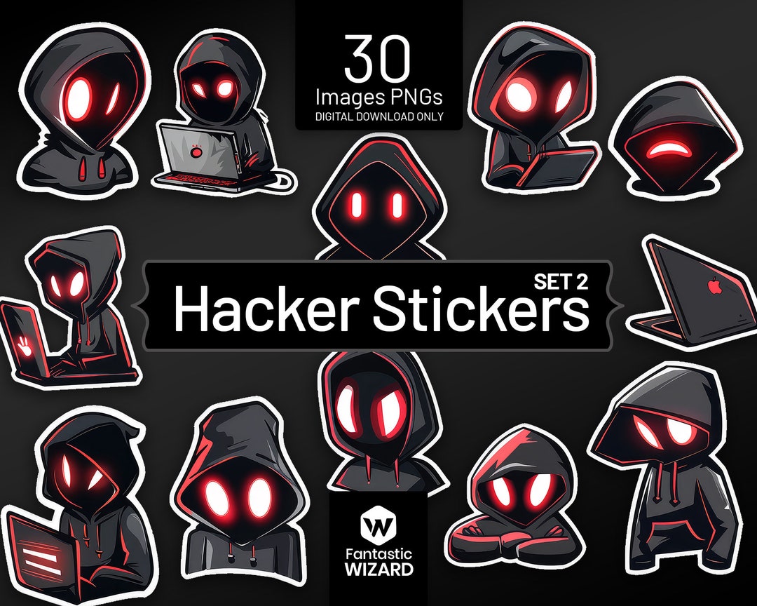 Hacker Laptop Clipart Sticker Set, Transparent PNG Images, Tech Geek ...