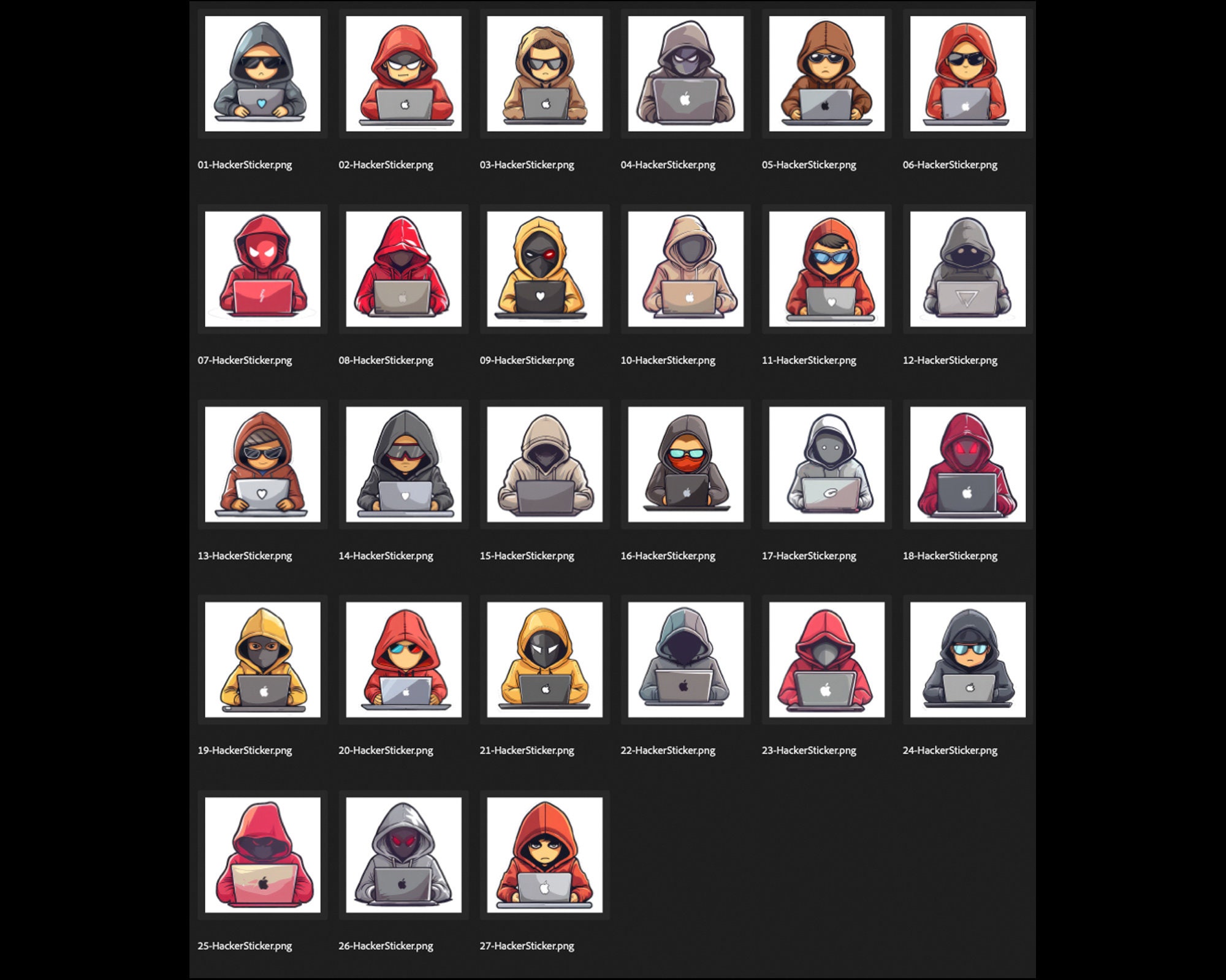 25 Hacker With Laptop Clipart Sticker Set, Transparent PNG Images, Tech ...