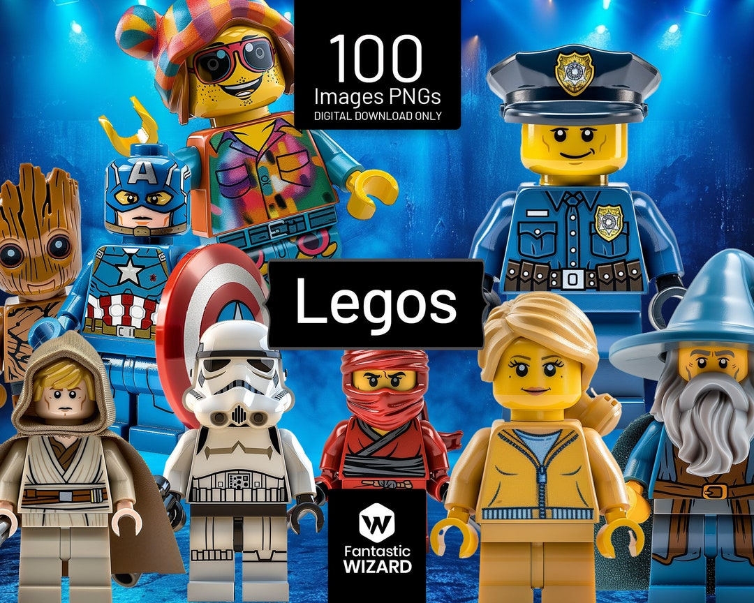 100 Lego Inspired Digital Transparent PNG Images Pack for Tshirts, Wall ...