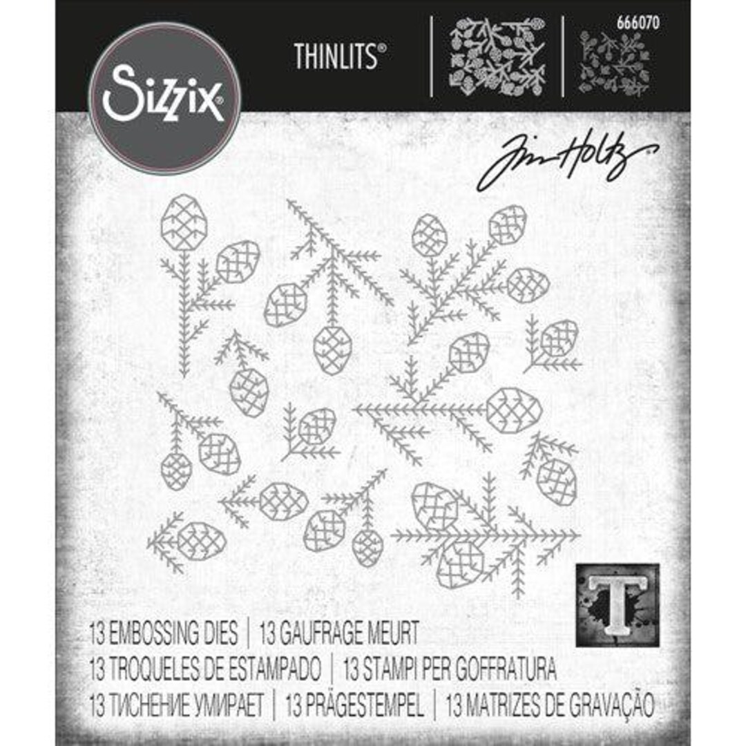 Sizzix Thinlits Tim Holtz Pine Patterns 13 Dies 666070 Mixed Media ...