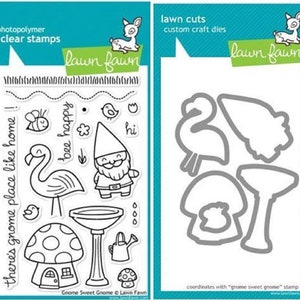 Lawn Fawn Gnome Sweet Gnome LF384 Stamp Set or LF518 Die Set Grad ...