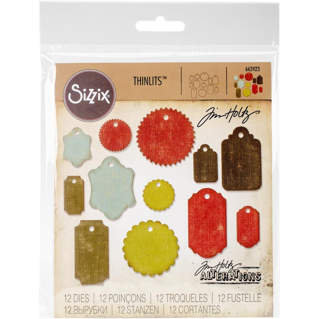 Sizzix / Tim Holtz Thinlits Dies Gift Tag 662423 12 Dies - Etsy