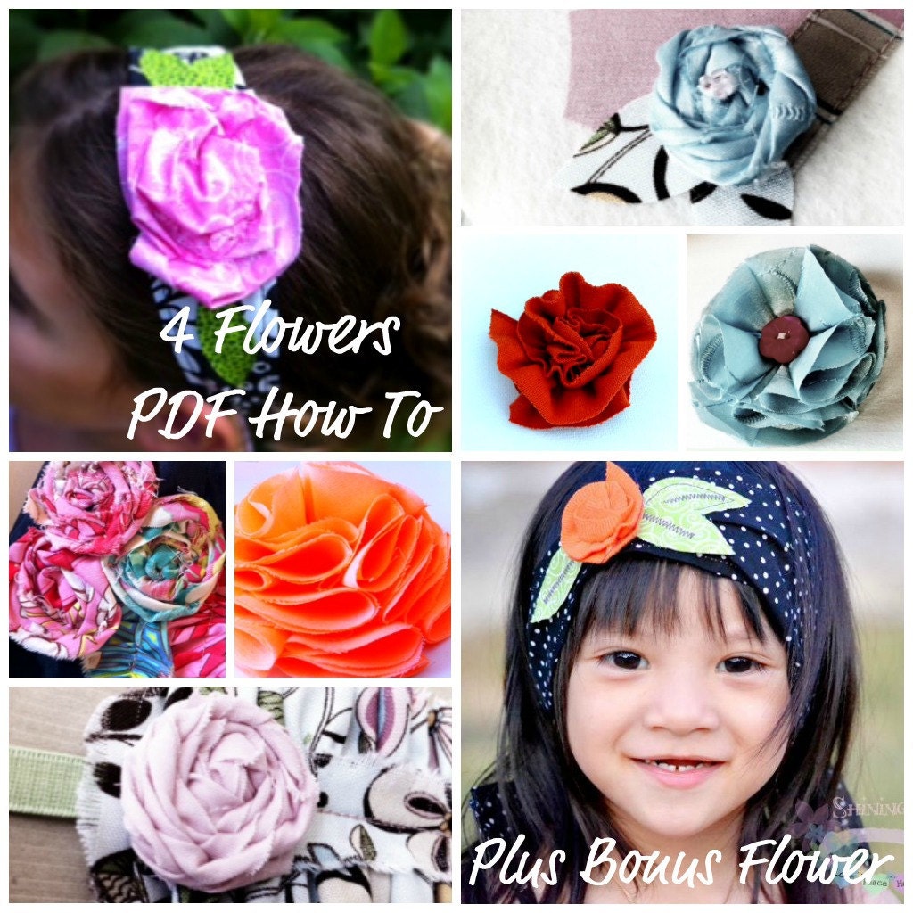 Fabric Flower Tutorial PDF Pattern includes 4 flowers Plus 1 | Etsy