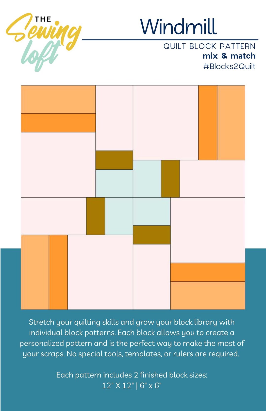 Windmill Quilt Block Pattern – 6 and 12 Inch (PDF Pattern) - Etsy