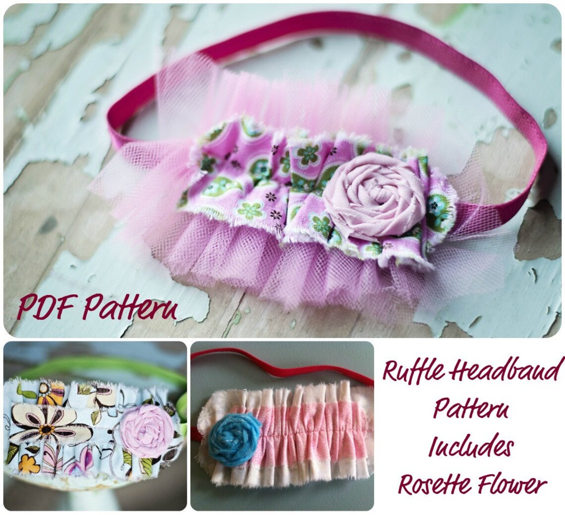Ruffle Headband Pattern How To Pdf Includes Rosette Flower | Etsy