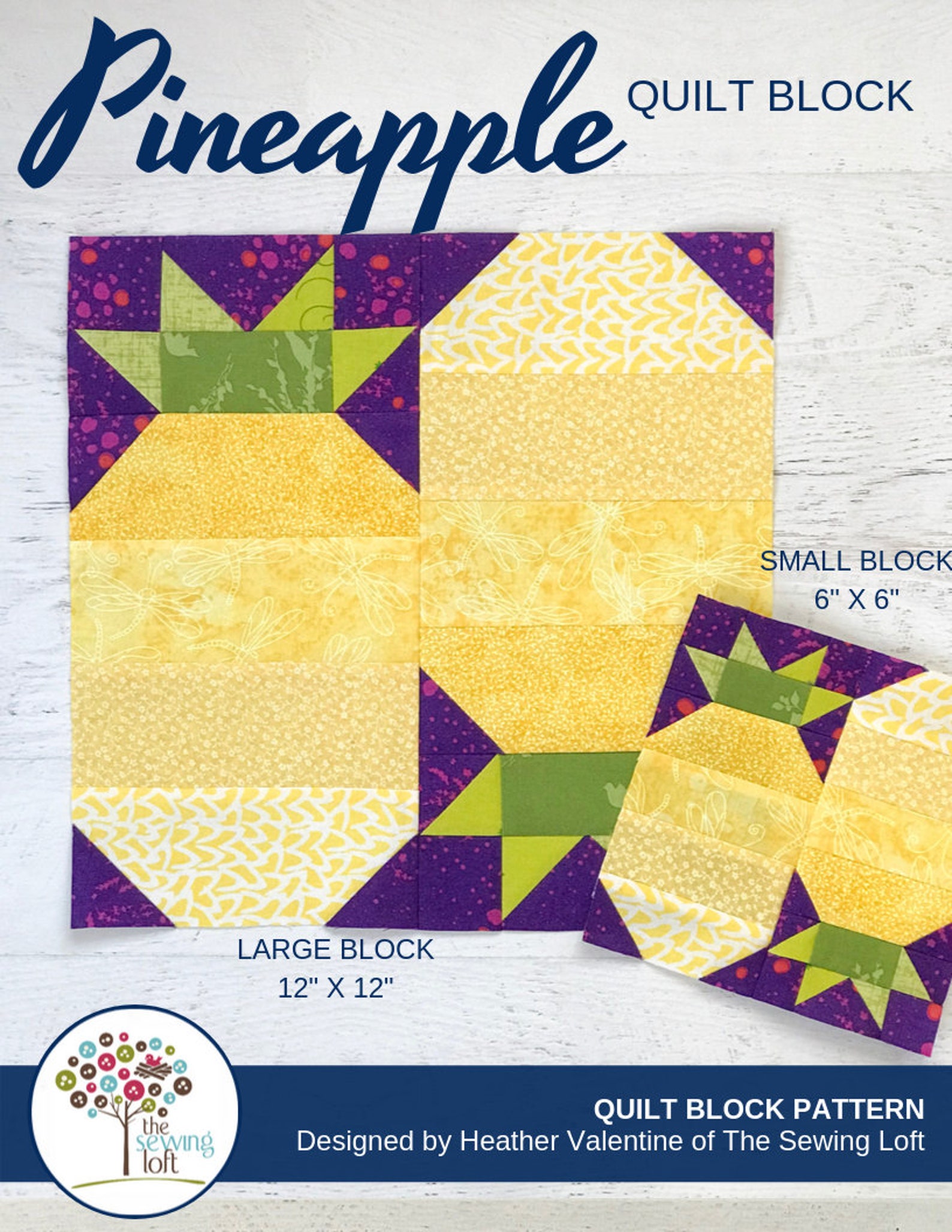 Pineapple Quilt Block Pattern – 6 and 12 Inch (PDF Pattern) - Etsy