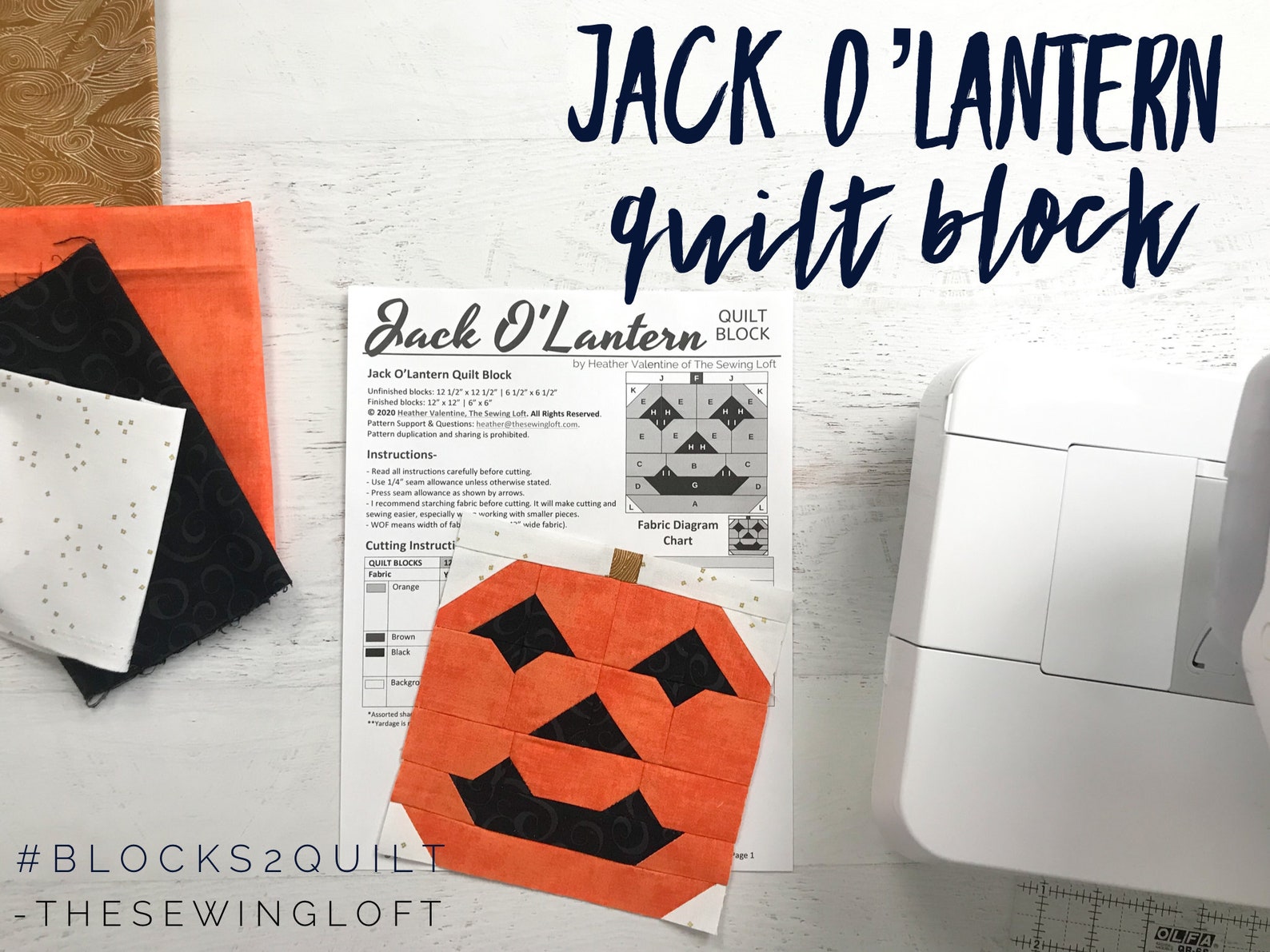 Jack O'lantern Quilt Block Pattern - PDF Includes Instructions for 6 ...