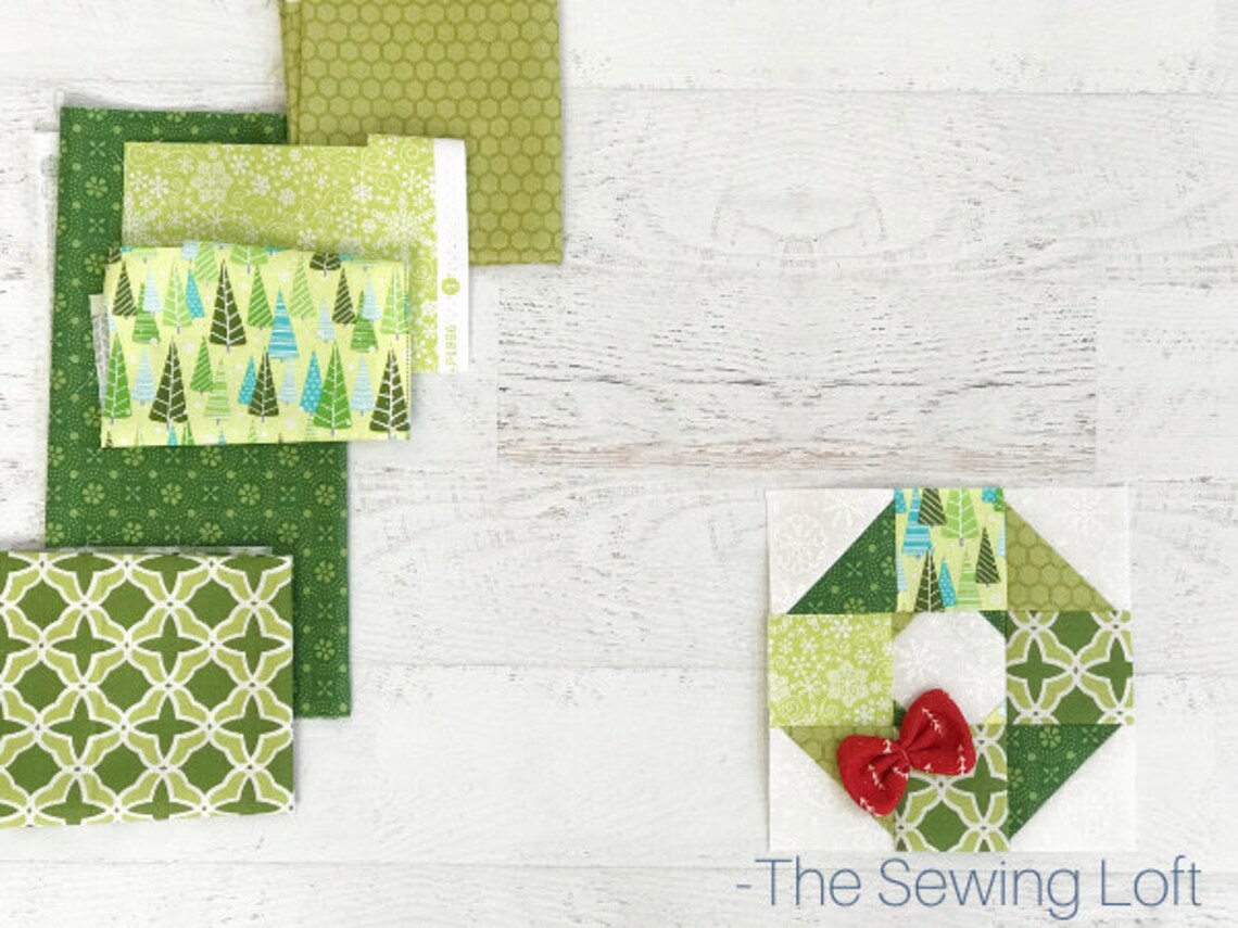 Holiday Wreath Quilt Block Pattern – 6 and 12 Inch (PDF Pattern) - Etsy