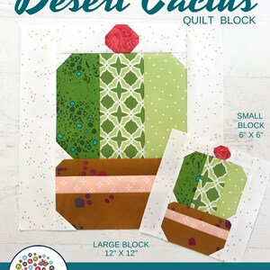 Desert Cactus Quilt Block Pattern - PDF Includes Instructions for 6 ...