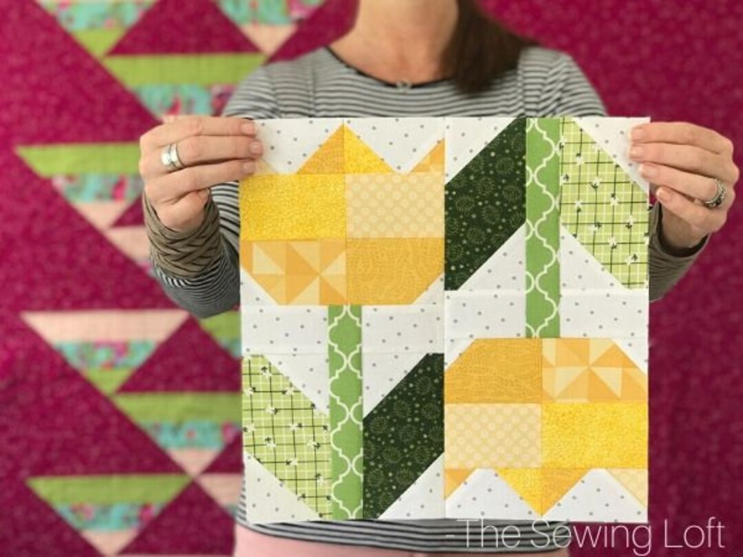 Spring Tulips Quilt Block Pattern - PDF Includes Instructions for 6 ...