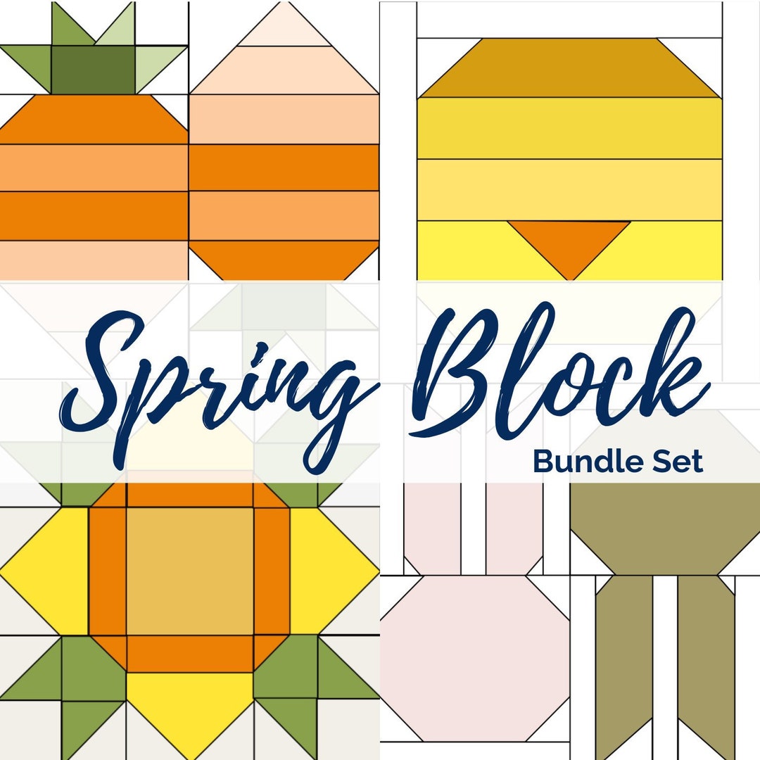 Spring Block Quilt Block Bundle Pack - PDF Includes Instructions for 6 ...