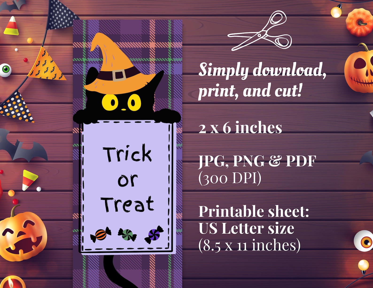 Halloween Printable Bookmarks, Set of 5, Digital Download, Spooky ...