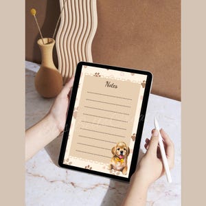 Puppy-themed Printable Notepad A6, Digital Stationery, 4 Adorable ...