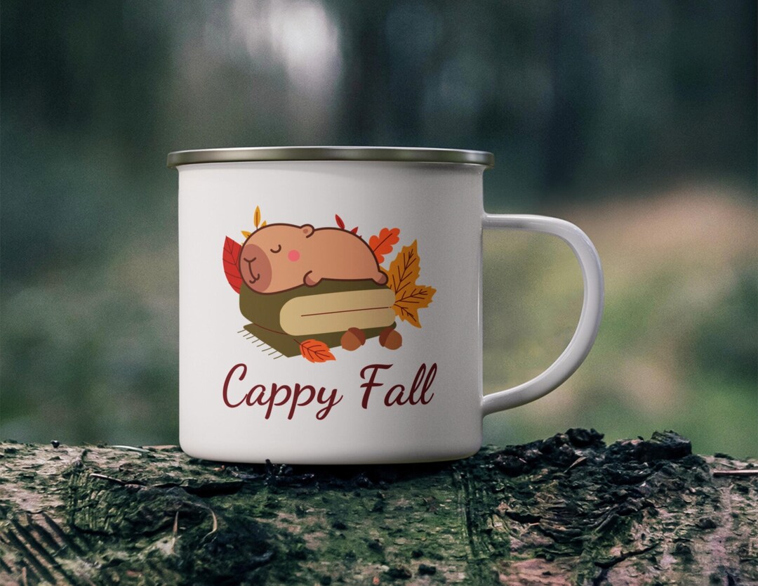 Cappy Fall Capybara Enamel Mug 12oz, Cute Camping Mug, Capybara Lover ...