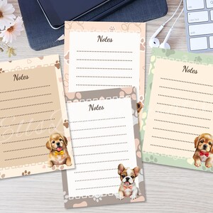 Puppy-themed Printable Notepad A6, Digital Stationery, 4 Adorable ...