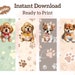 Adorable Puppy Bookmark Set, Printable Bookmarks, Instant Download ...