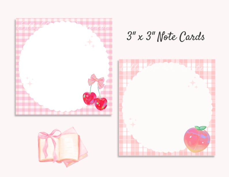 Sweet Coquette Printable Memo Pad, 3x3 Inches, Cute Stationery, Digital ...