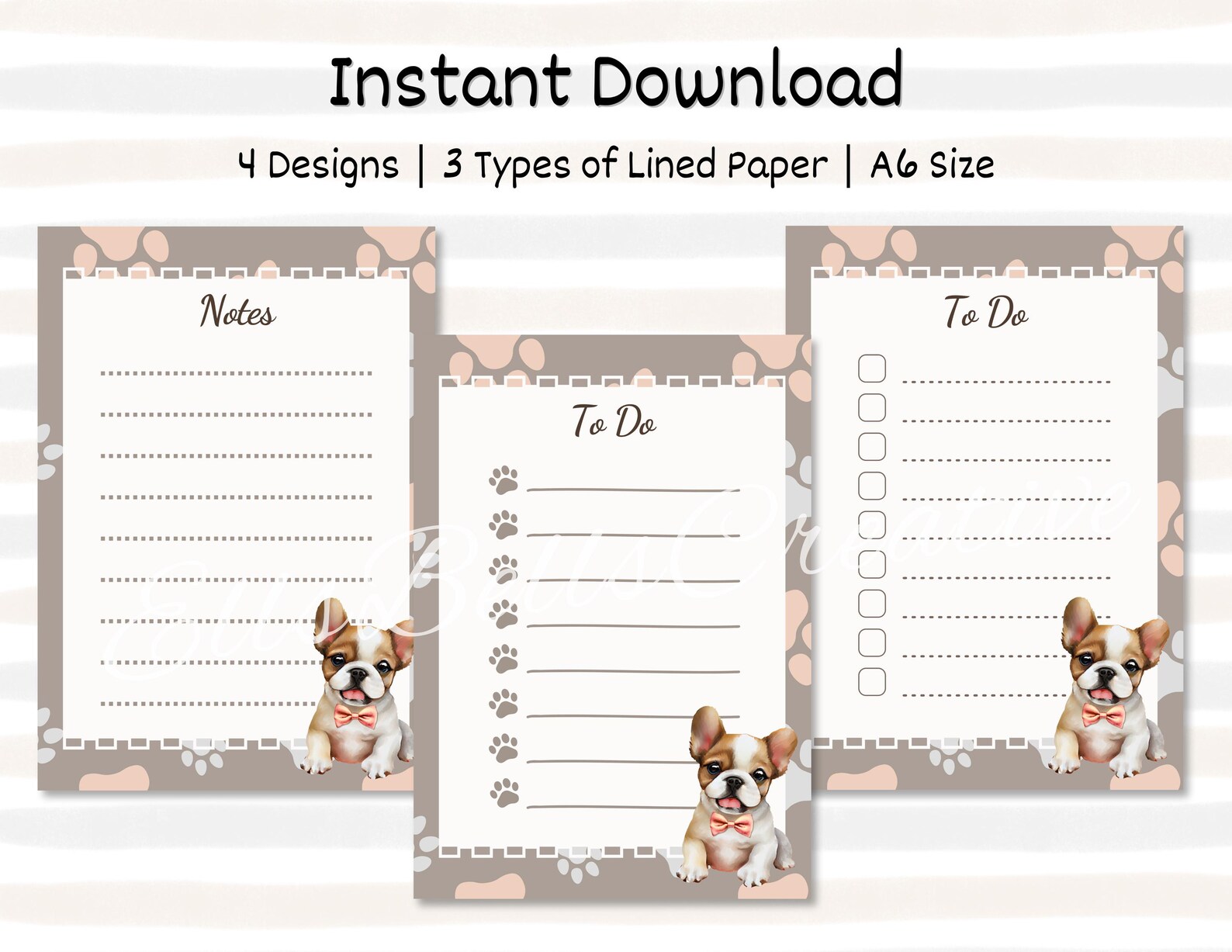 Puppy-themed Printable Notepad A6, Digital Stationery, 4 Adorable ...
