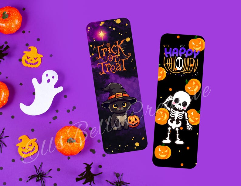 Halloween Printable Bookmarks, Set of 5, Digital Download, Spooky ...