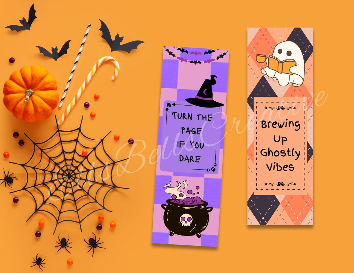 Halloween Printable Bookmarks, Set of 5, Digital Download, Spooky ...