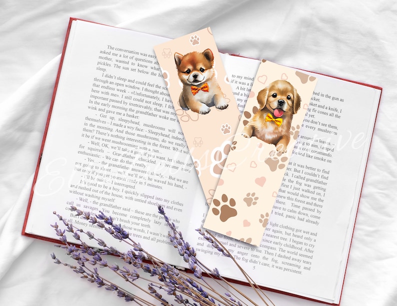 Adorable Puppy Bookmark Set, Printable Bookmarks, Instant Download ...