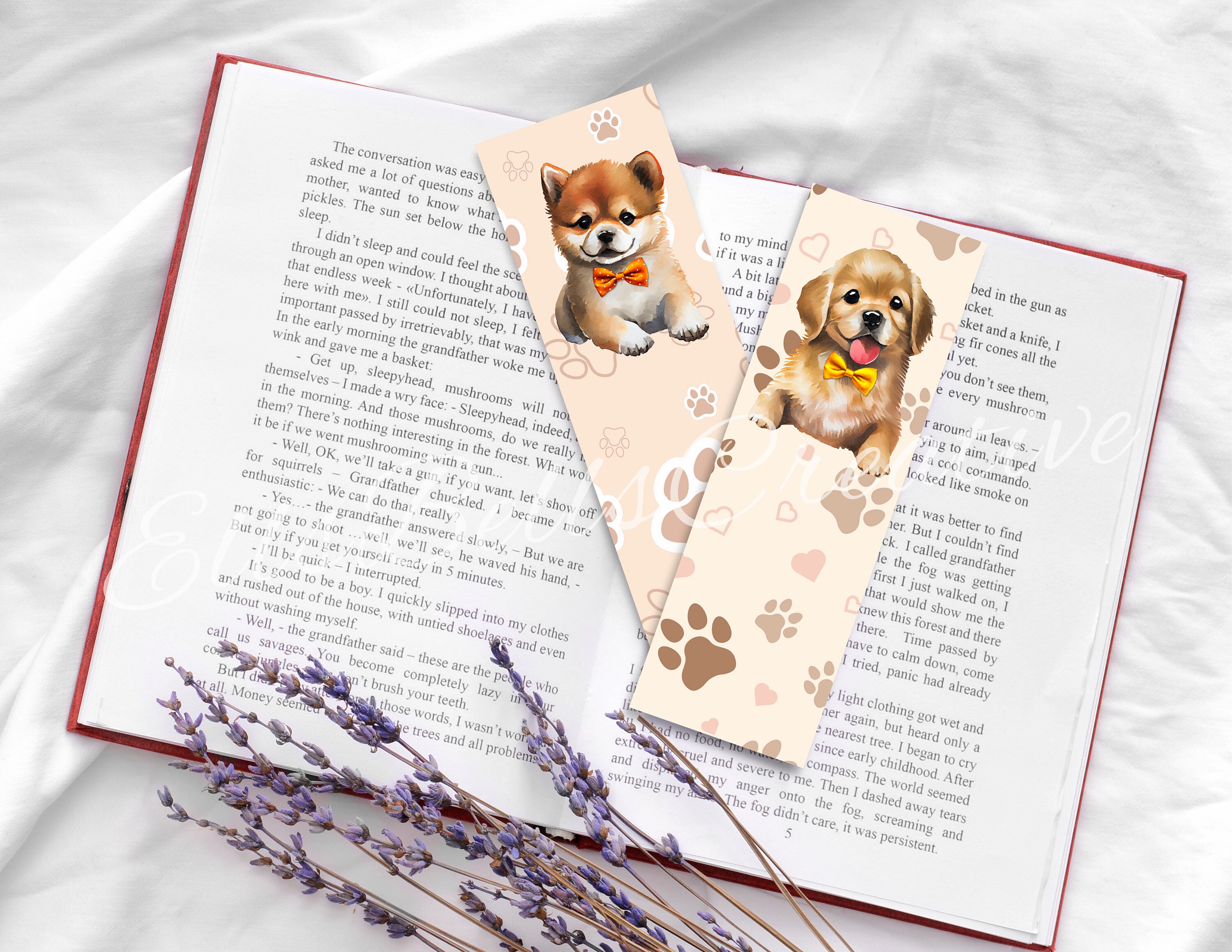 Adorable Puppy Bookmark Set, Printable Bookmarks, Instant Download ...