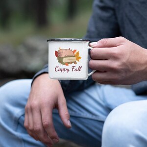 Cappy Fall Capybara Enamel Mug 12oz, Cute Camping Mug, Capybara Lover ...