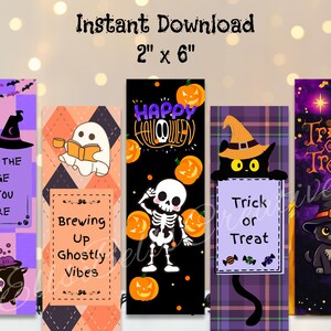Halloween Printable Bookmarks, Set of 5, Digital Download, Spooky ...