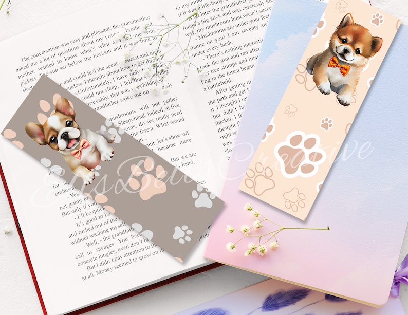 Adorable Puppy Bookmark Set, Printable Bookmarks, Instant Download ...