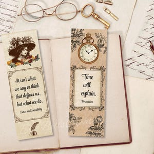 Jane Austen Quotes Printable Bookmarks, Set of 4, Digital Download ...