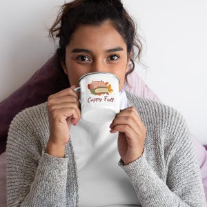 Cappy Fall Capybara Enamel Mug 12oz, Cute Camping Mug, Capybara Lover ...