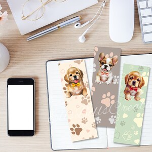 Adorable Puppy Bookmark Set, Printable Bookmarks, Instant Download ...
