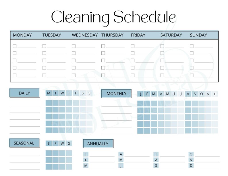 Modern Aesthetic Cleaning Schedule - Etsy