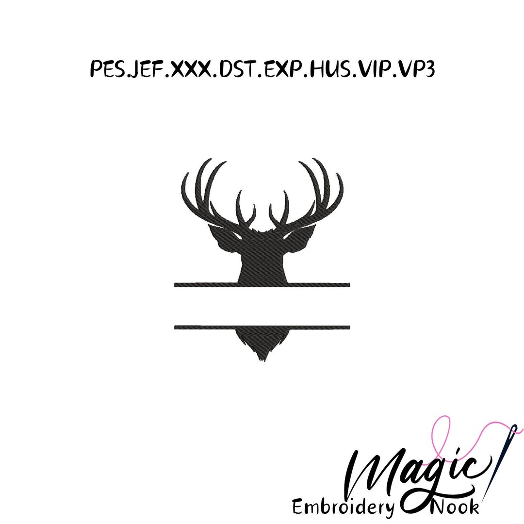 Deer Split Monogram Digital Embroidery Design. Stag Split Monogram ...