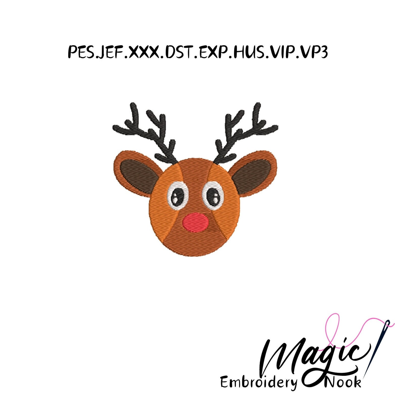 Rudolph the Red Nose Reindeer Embroidery Design. Christmas Theme ...