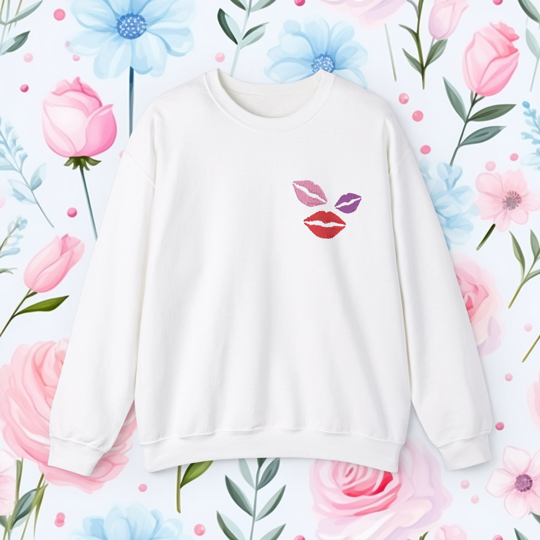 Kisses Embroidery Design. Lips Embroidery Design. Valentines Embroidery ...