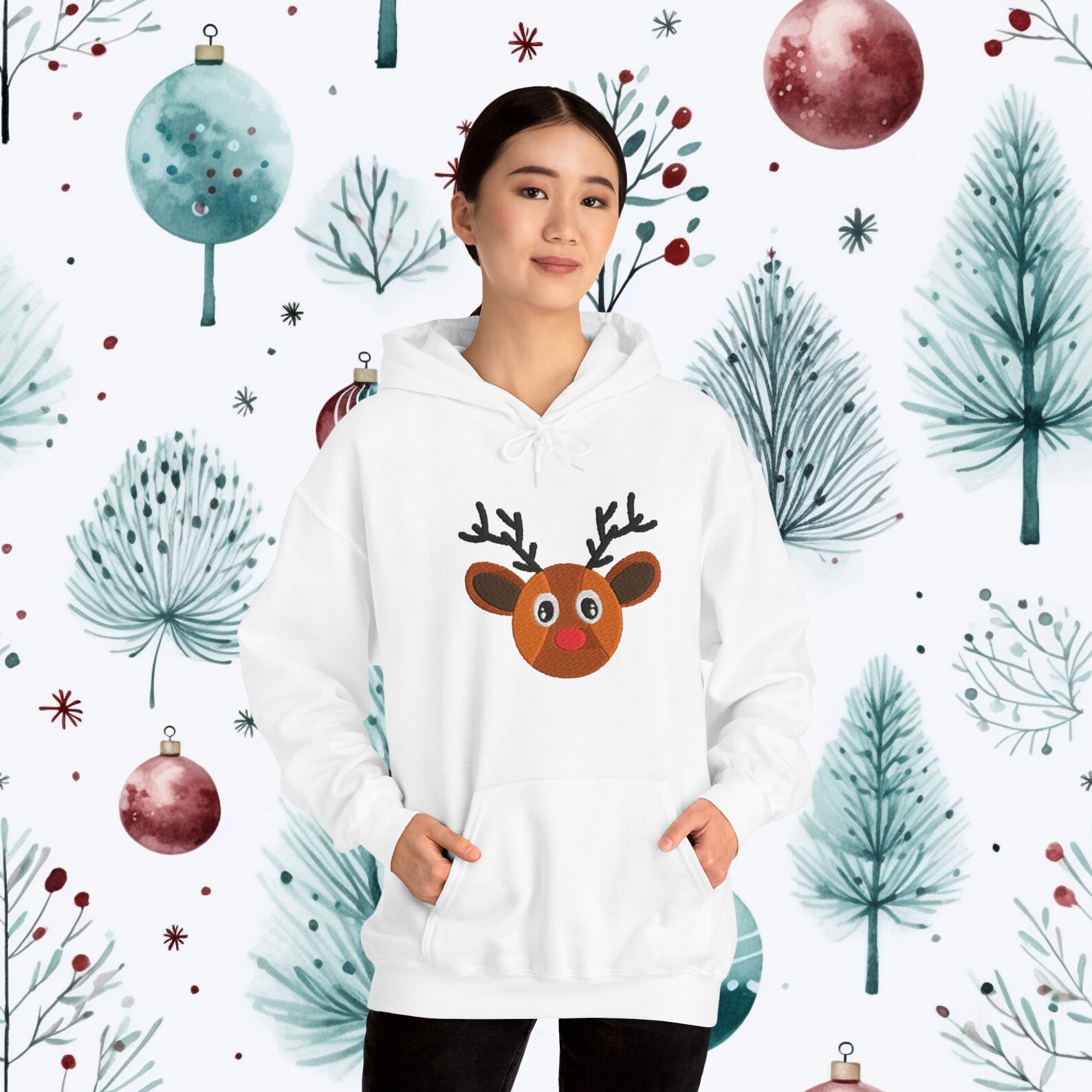 Rudolph the Red Nose Reindeer Embroidery Design. Christmas Theme ...