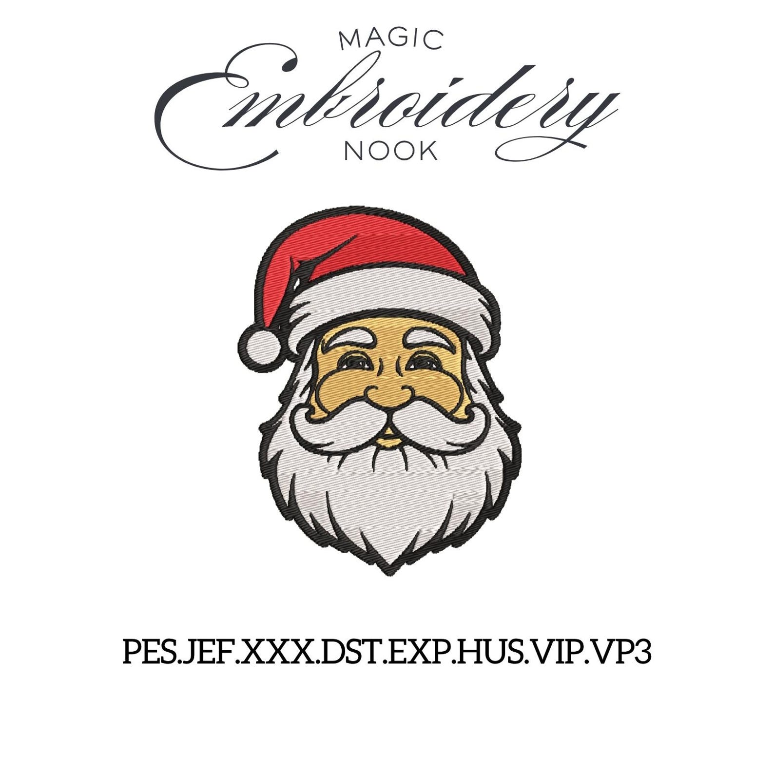 Santa Claus Face Embroidery Design. Christmas Santa Embroidery for ...