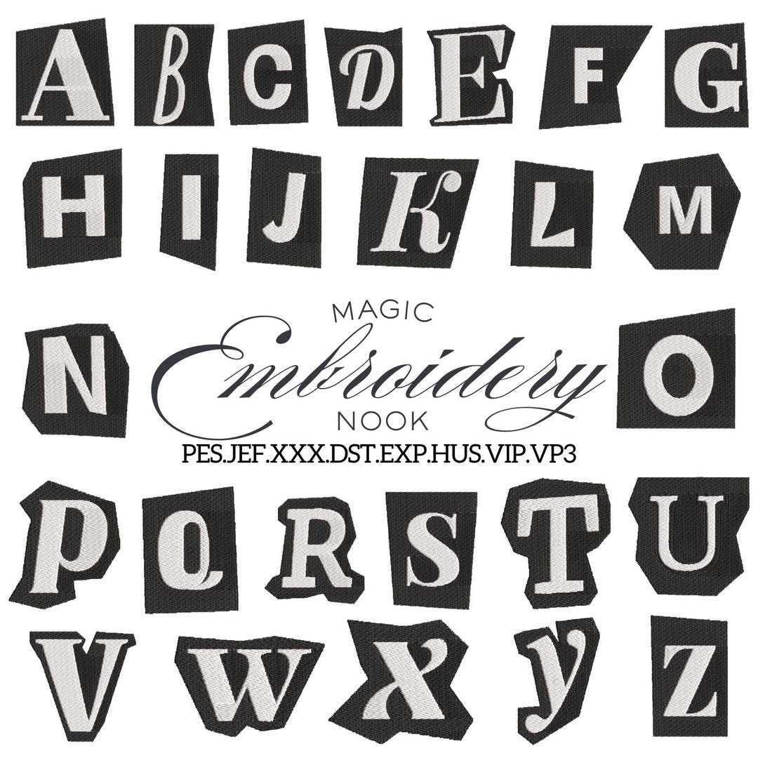 Magazine Cutout Alphabet Embroidery Bundle. Retro Letter Embroidery ...