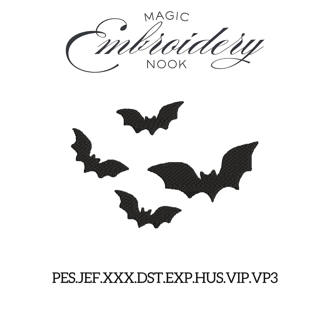 Bat Colony Silhouette Digital Embroidery Design. Halloween Bat Stitch ...