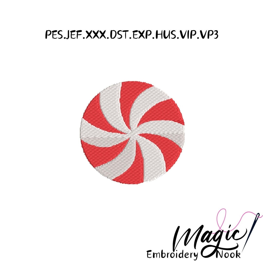 Peppermint Candy Silhouette Embroidery Design Christmas Theme Digital ...