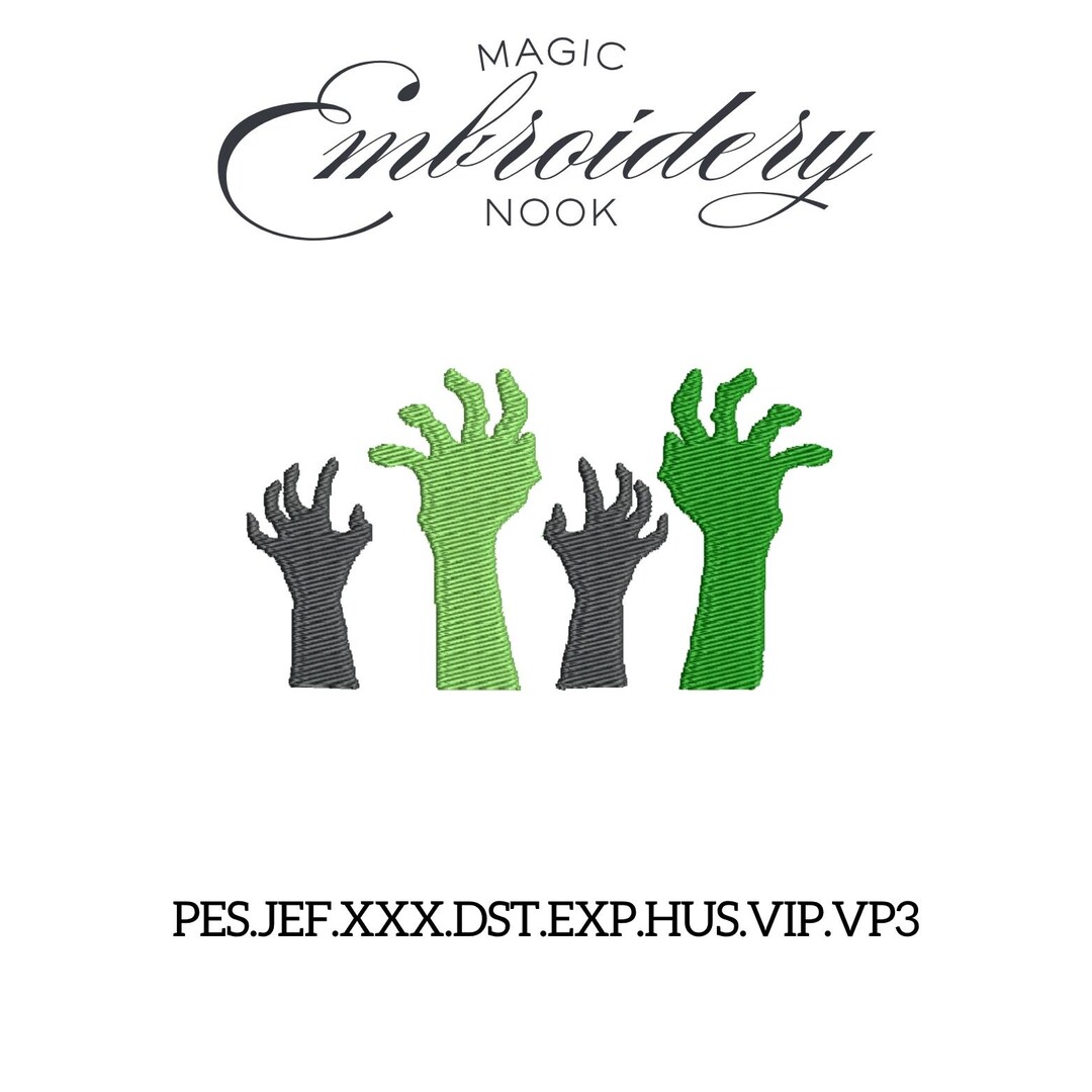 Zombie Hands Silhouette Digital Embroidery Design. Halloween Scary ...