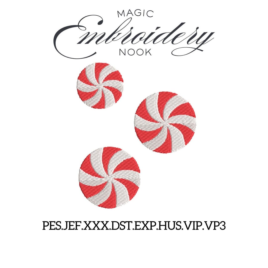 Peppermint Candy Embroidery. Christmas Silhouette Stitch. Holiday ...