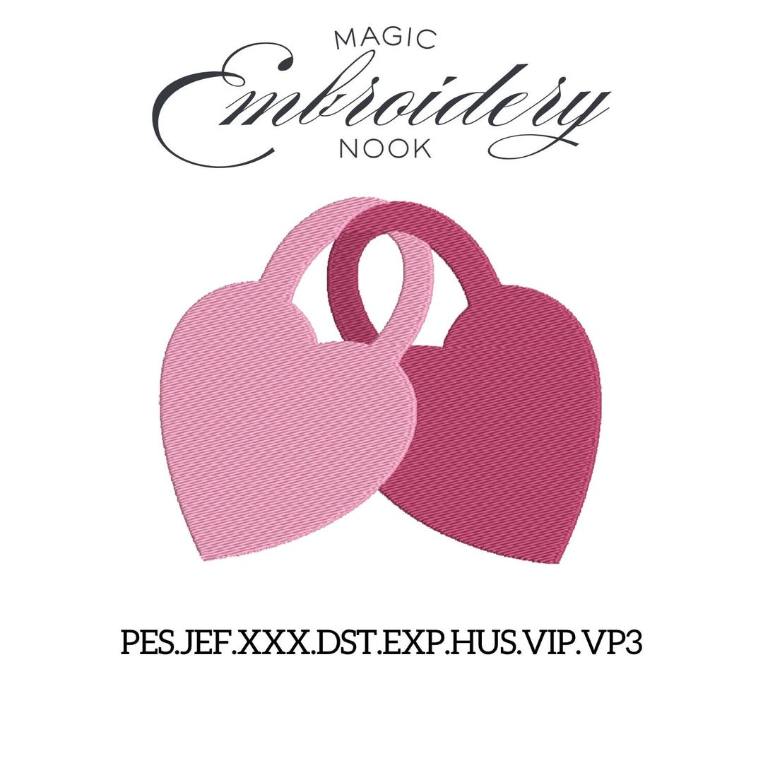 Heartlock Embroidery Design. Interlocking Heart Lock Pattern for Best ...