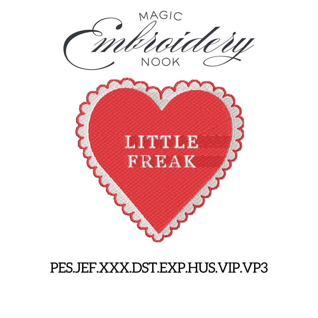 Little Freak Embroidery Design. Cheeky Valentine Heart File. Red ...